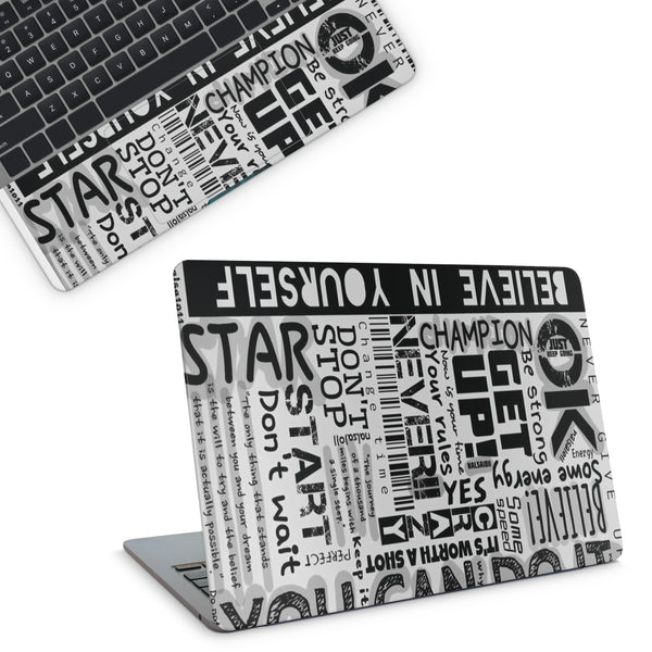 White Motivational Quotes Laptop Skin