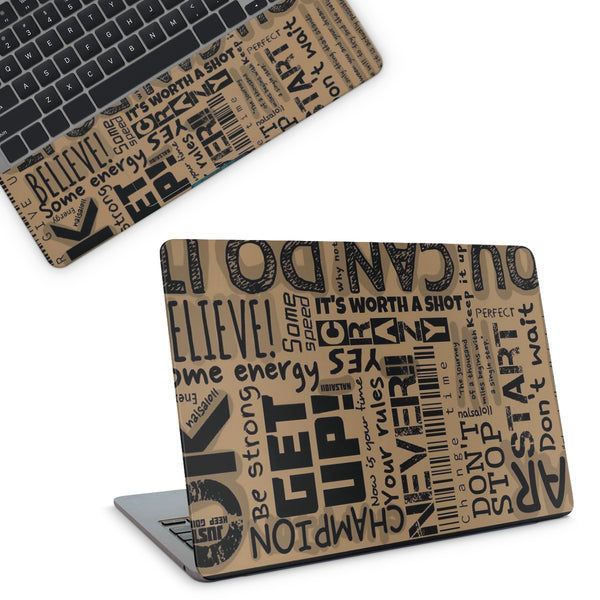 Brown Motivational Quotes Laptop Skin